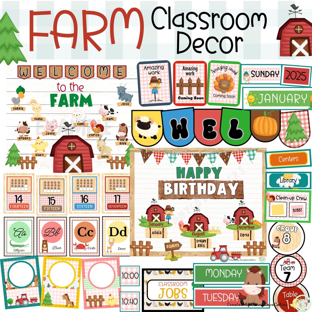Farm Classroom Decor Bundle: Editable Teacher Resources - Etsy