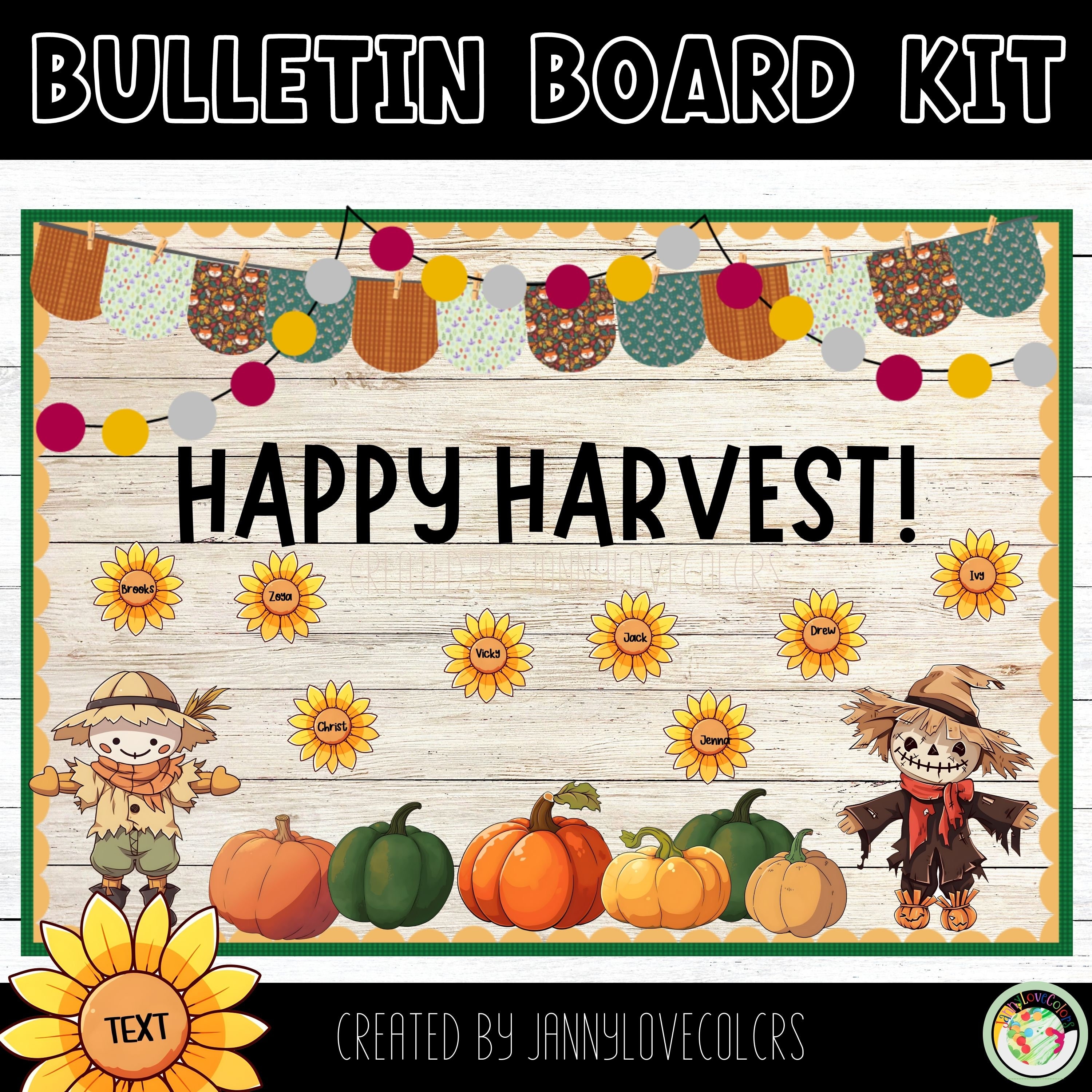 Autumn, Scarecrow Pumpkin Patch, Fall Bulletin Board Kit, Door Decor ...