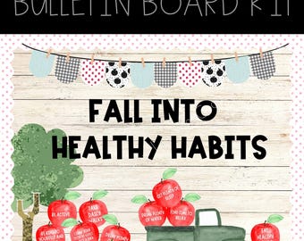 Fall Into Healthy Habits Bulletin Board Kit School Nurse Health Office ...