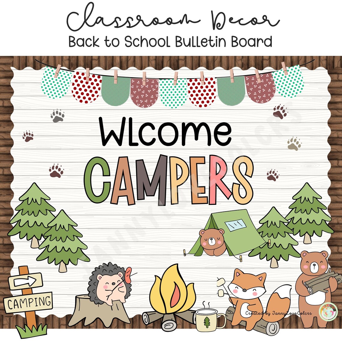 Back to School Bulletin Board Kit Camping Adventure Door Decor Editable ...