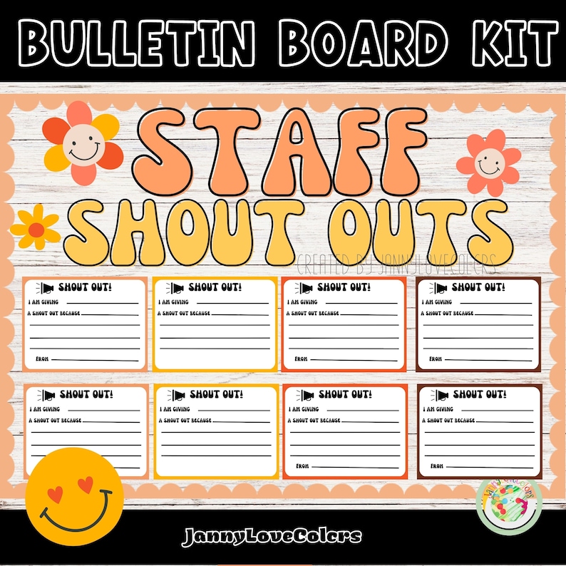 Staff Shout Outs Bulletin Board Letters Shout Out Cards Groovy ...