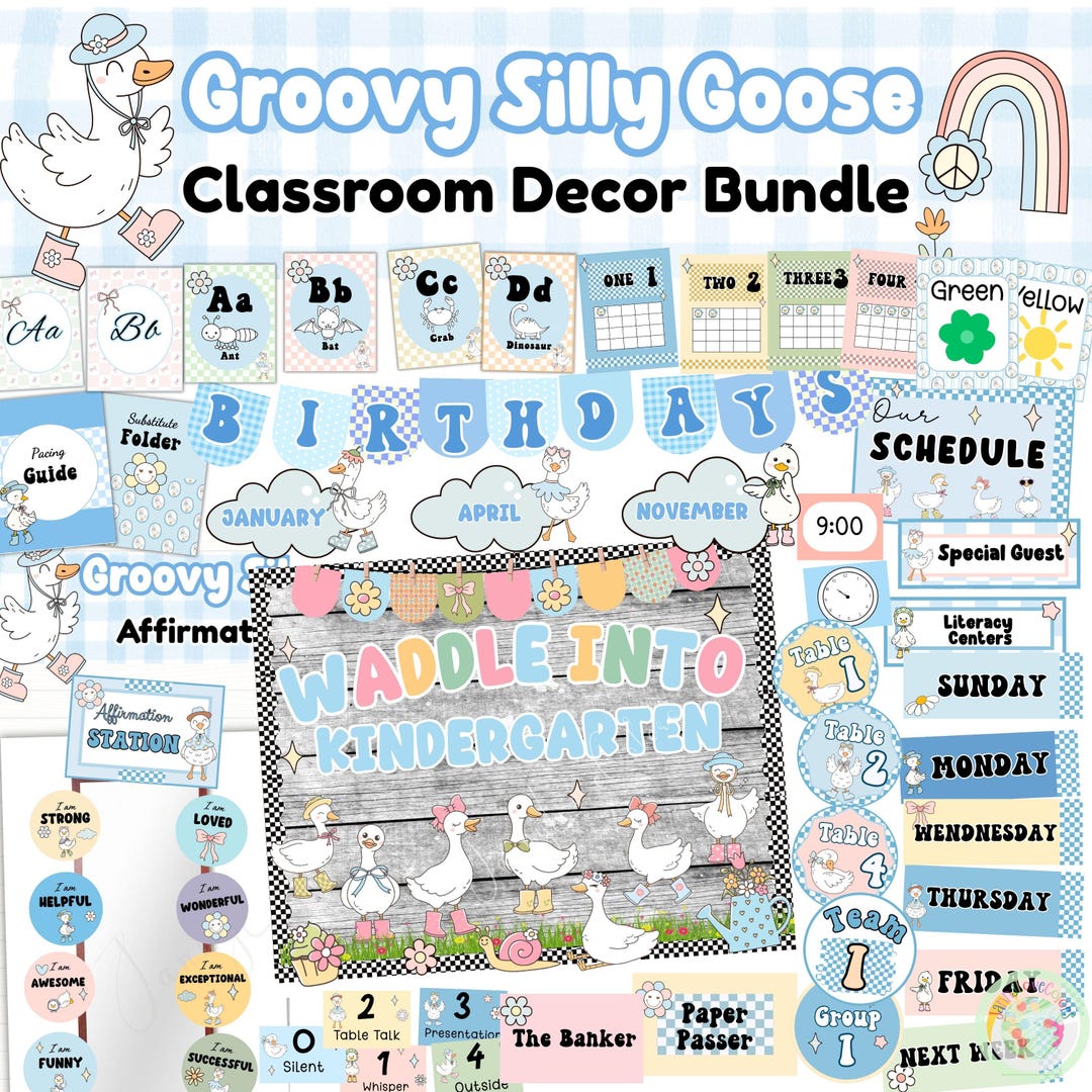 Groovy Silly Goose Classroom Decor Bundle: Pastel Theme - Etsy