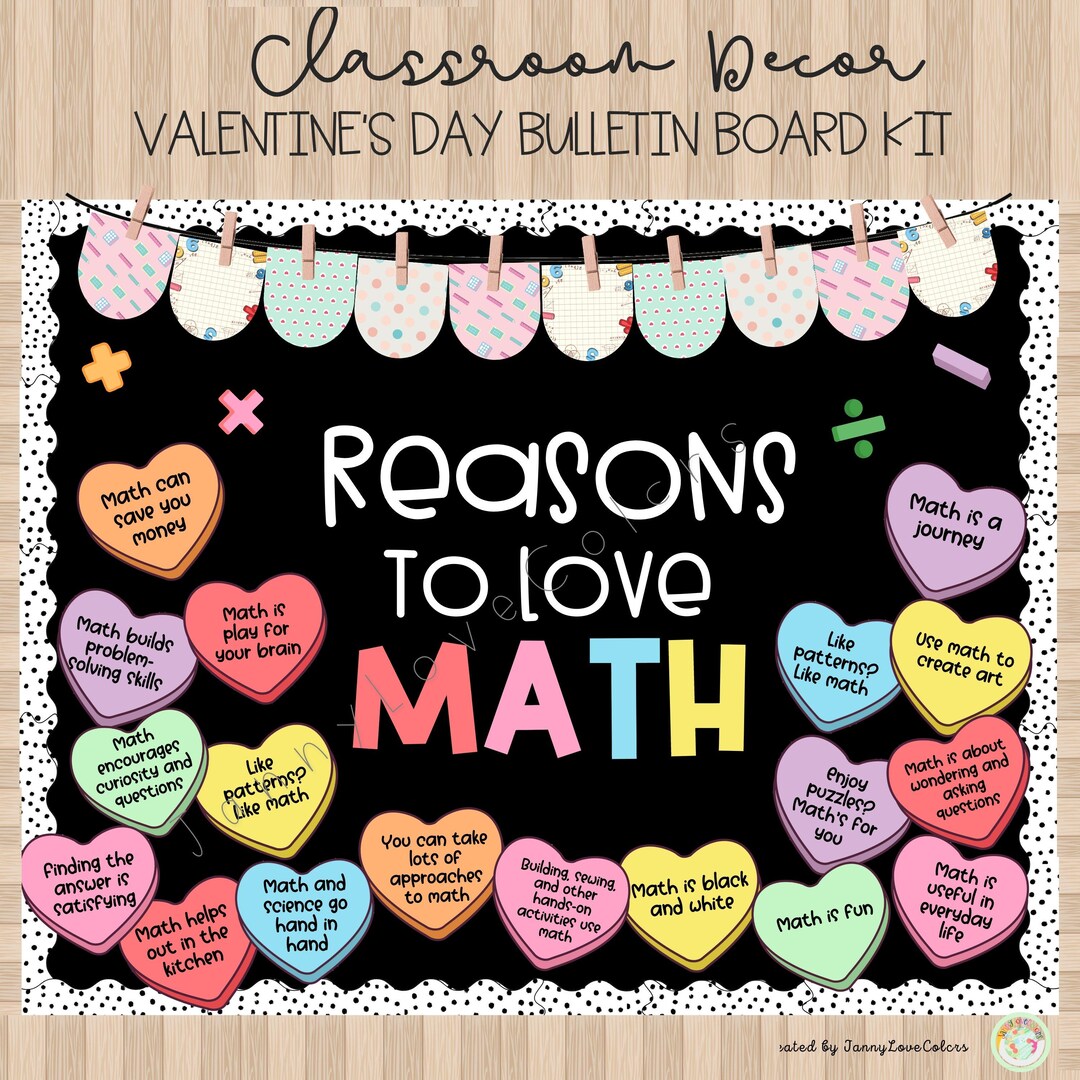 Valentine Day Bulletin Board Kit Door Decor Reasons to Love Math ...