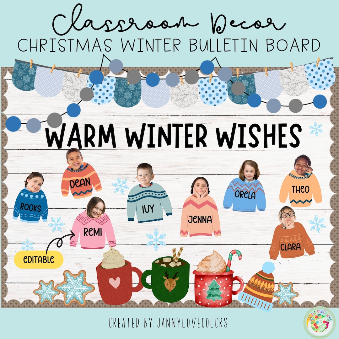 Christmas Bulletin Board Kit Warm Winter Wishes Bulletin Board Winter ...