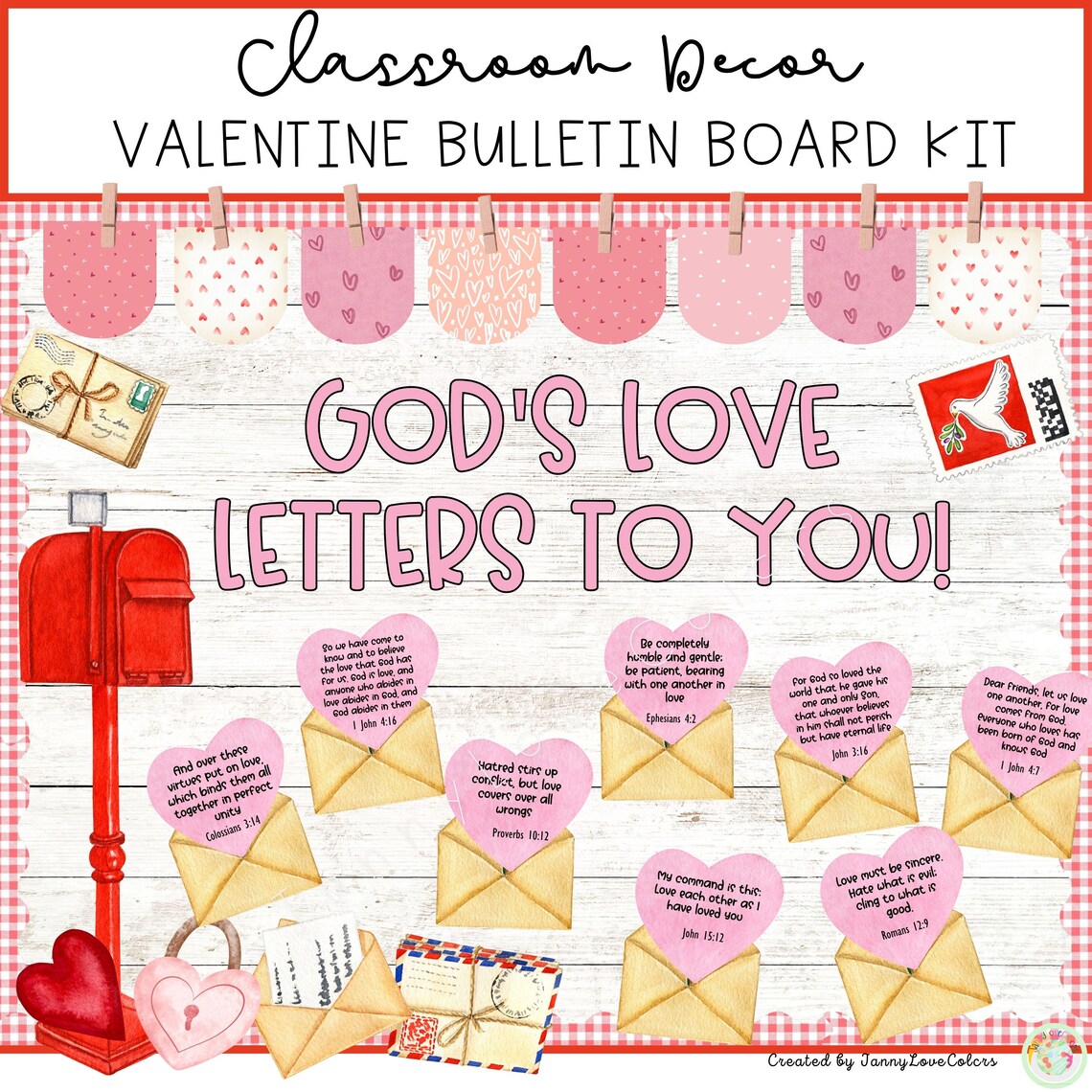 Valentine Christian Bulletin Board Kit: God's Love Letters (PDF) - Etsy