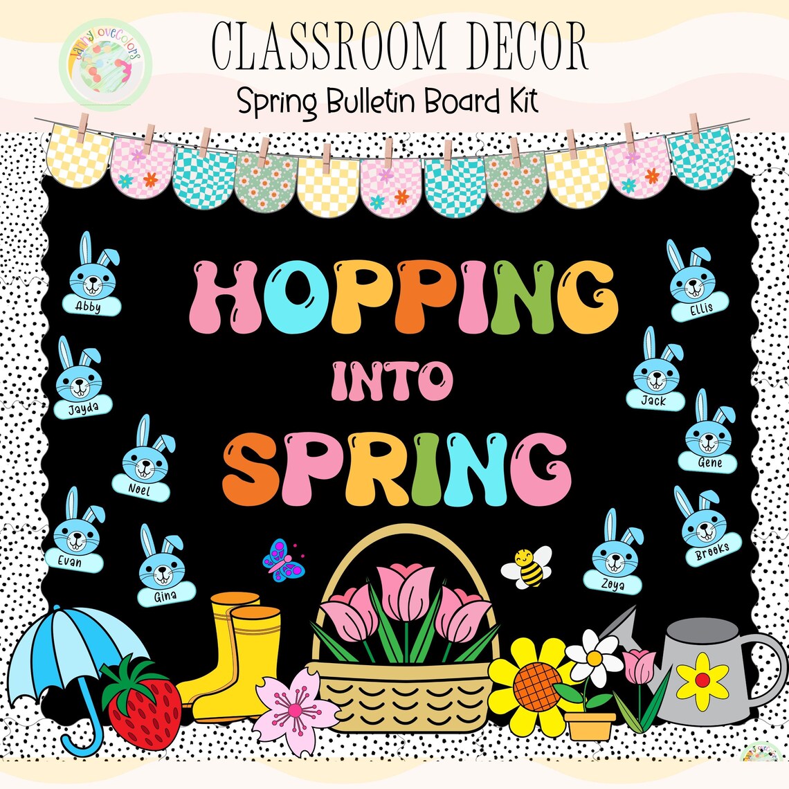 Spring Bulletin Board Kit | Hopping Into Spring Classroom Decor ...
