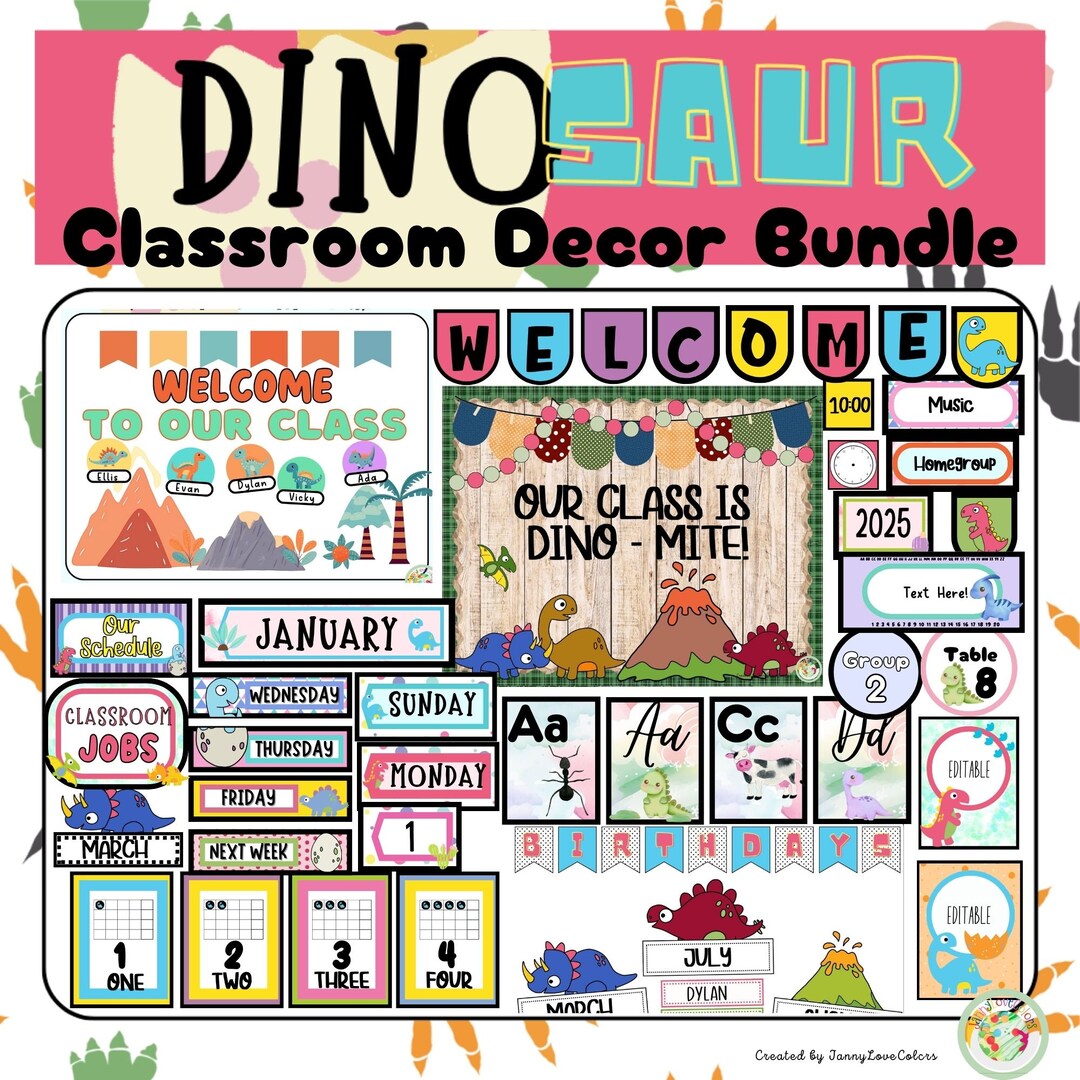 Dinosaur Classroom Decor Theme Bundle Printable Digital Download - Etsy