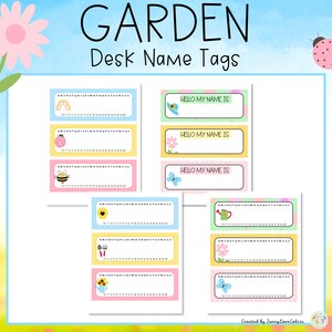 Garden Theme Student Name Plates Desk Tags Editable - Etsy