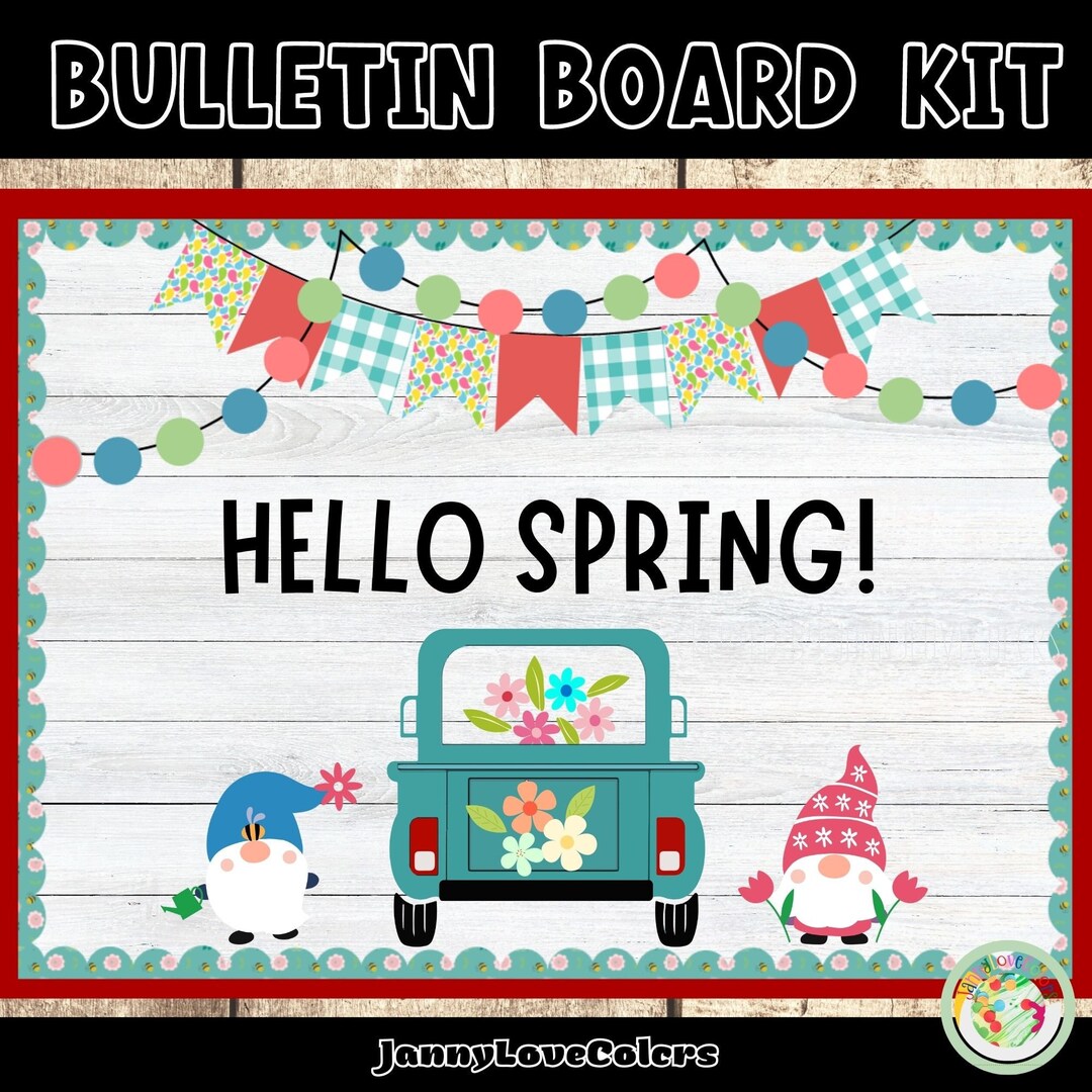 Gnomes Bulletin Board Spring Flowers Classroom Decoration Summer Door ...