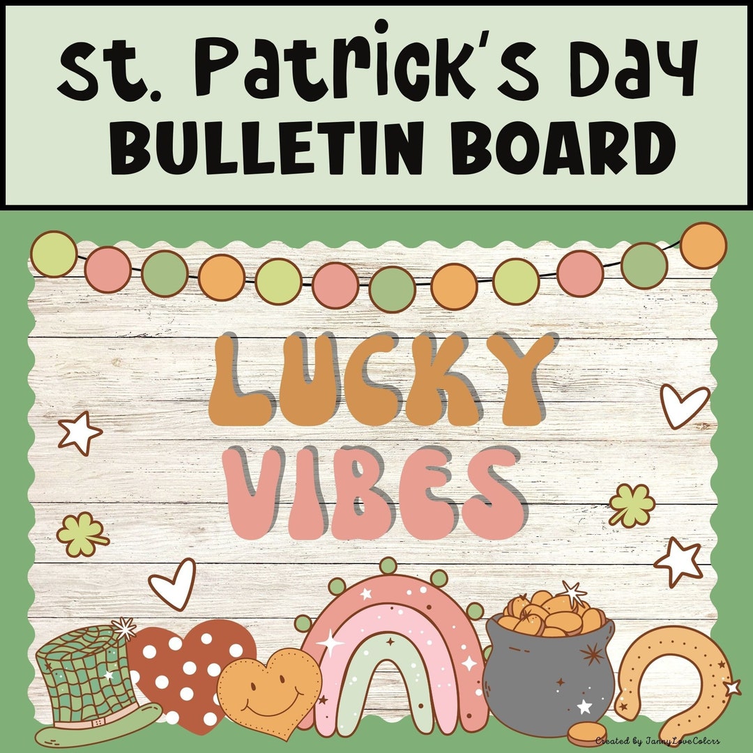 Retro St. Patrick's Day Bulletin Board and March Door Decor, EDITABLE ...