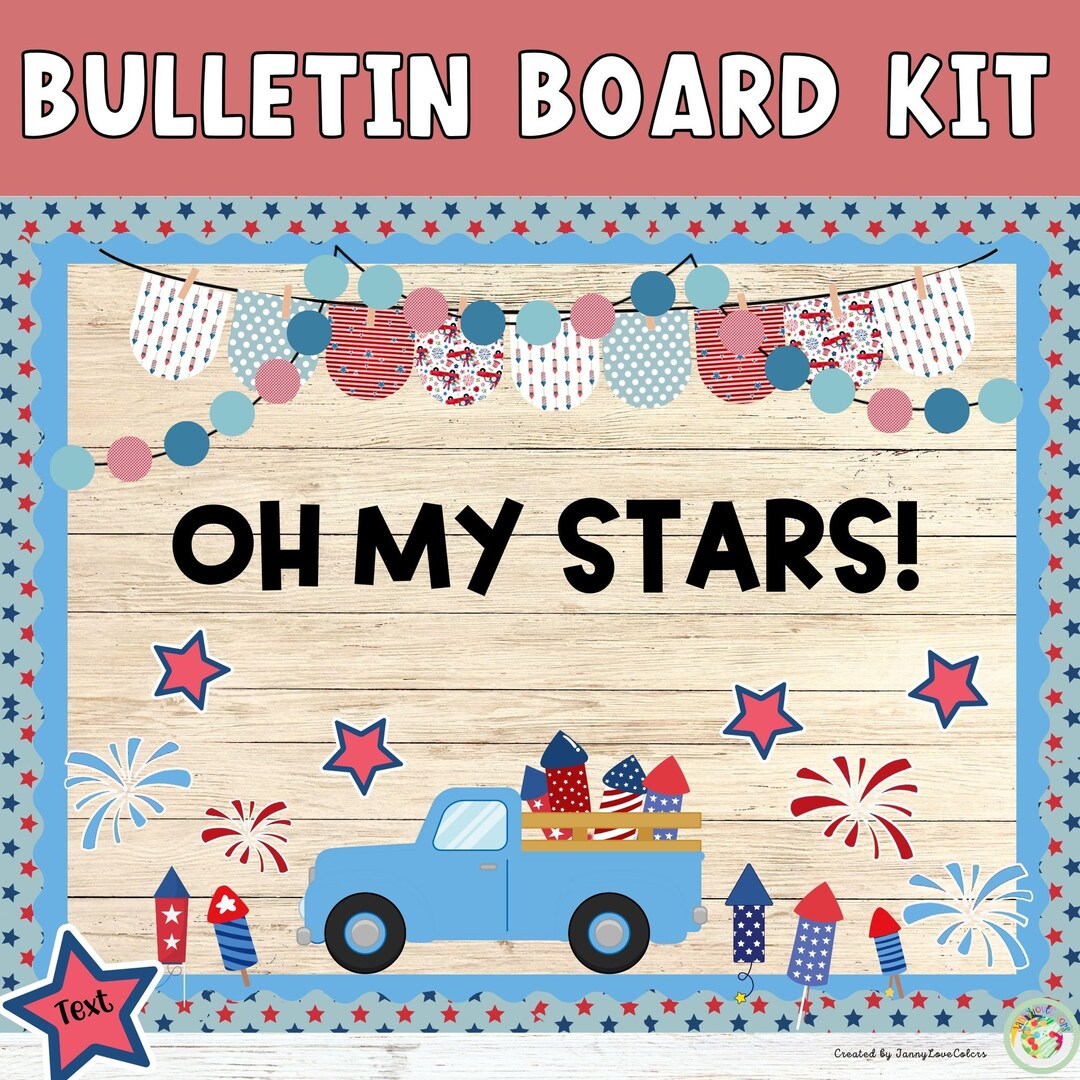 Patriotic 4th of July Bulletin Board Door Decoration Fireworks Truck ...