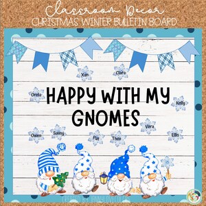 Let It Snow Winter Bulletin Board, January Door Decor, Gnomes Board ...