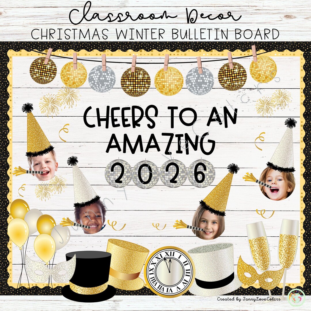 New Year Bulletin Board January Door Decor Classroom Decor Editable - Etsy