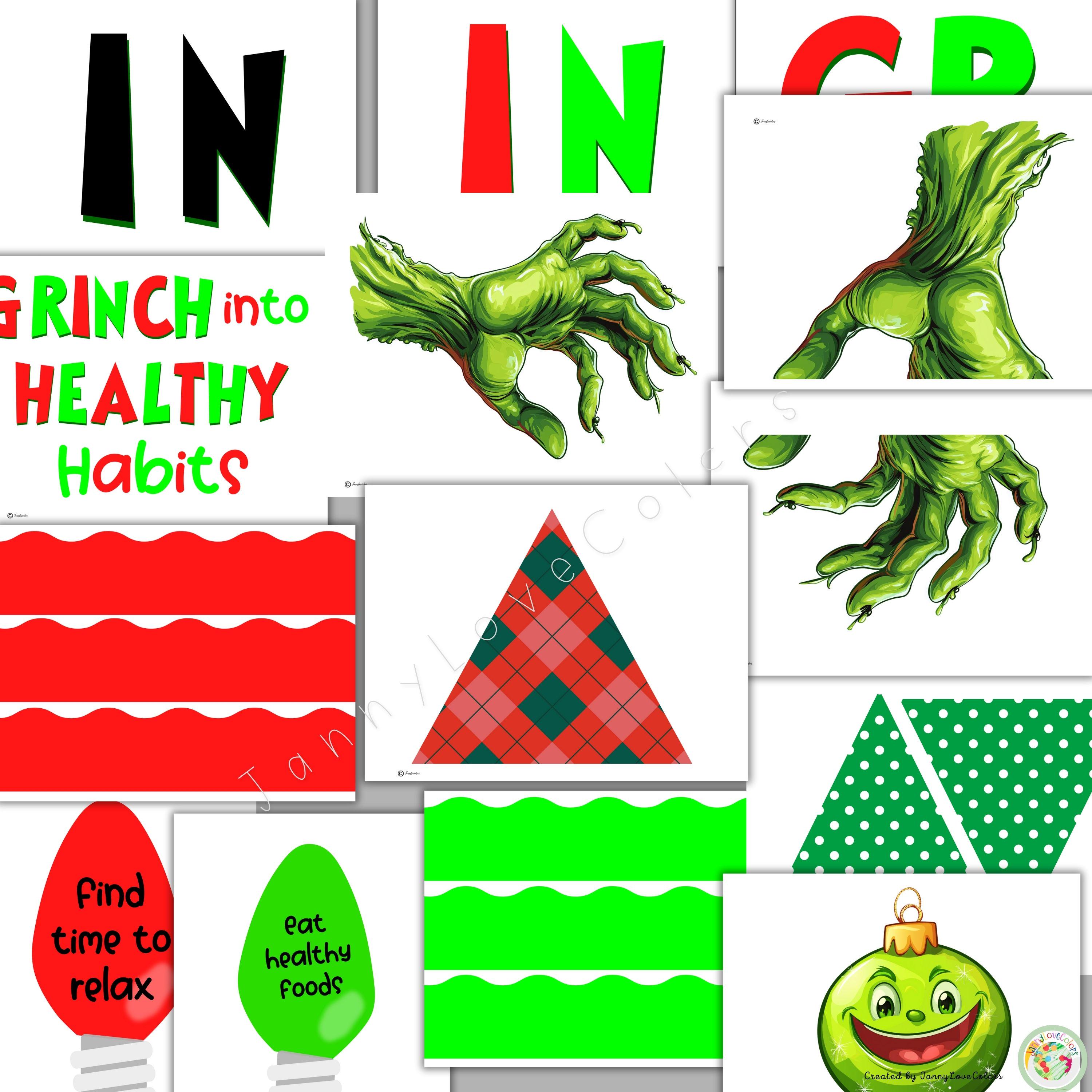 Grinch Christmas Health Bulletin Board Kit: Printable Classroom Decor ...