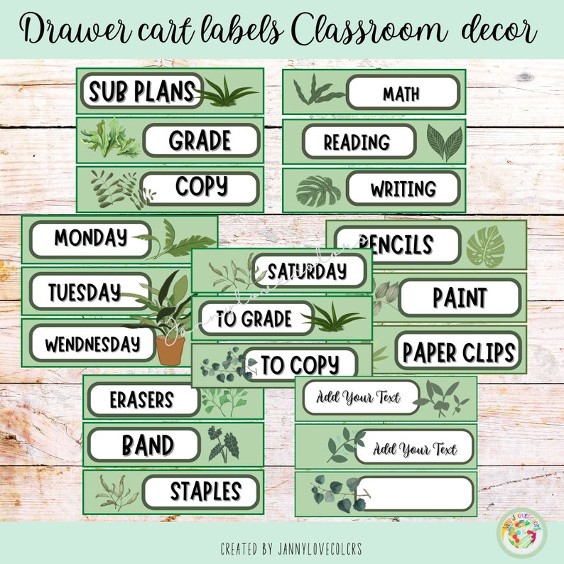 Boho Plant Classroom Decor Bundle: Editable Posters, Labels (digital ...