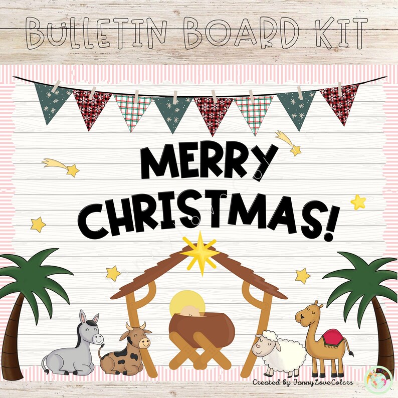 Nativity Bulletin Board Kit: Christian Classroom Decor (digital ...