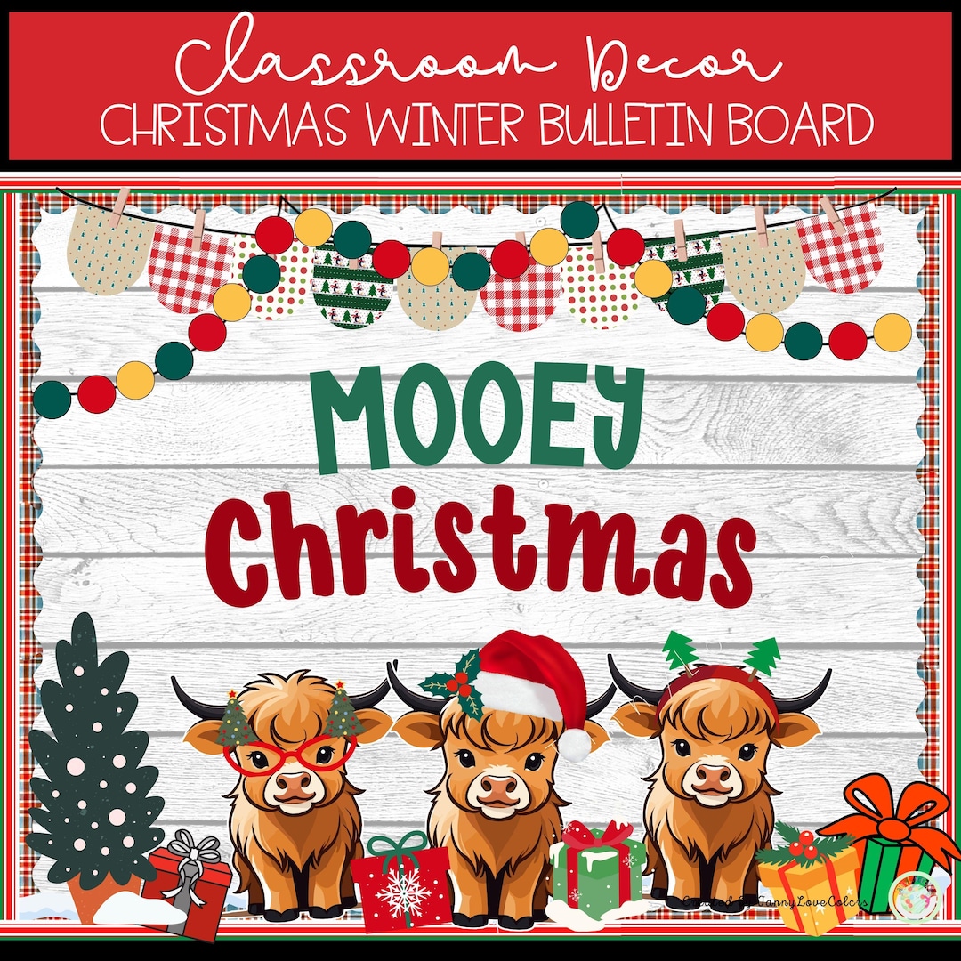Christmas Highland Cow Bulletin Board Kit | Winter Door Decor| Holiday ...