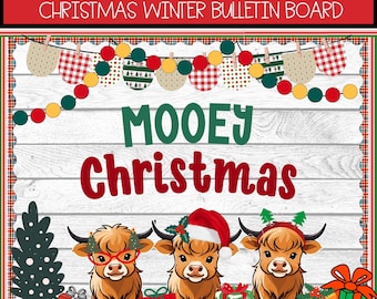 Christmas Highland Cow Bulletin Board Kit | Winter Door Decor| Holiday ...