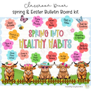Spring Mental Health Bulletin Board March April Classroom Door Decor ...