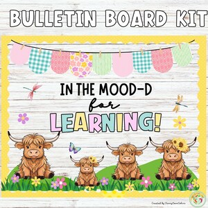 Spring Bulletin Board Printable, Highland Cow Bulletin Board, Summer ...