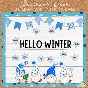 Let It Snow Winter Bulletin Board, January Door Decor, Gnomes Board ...