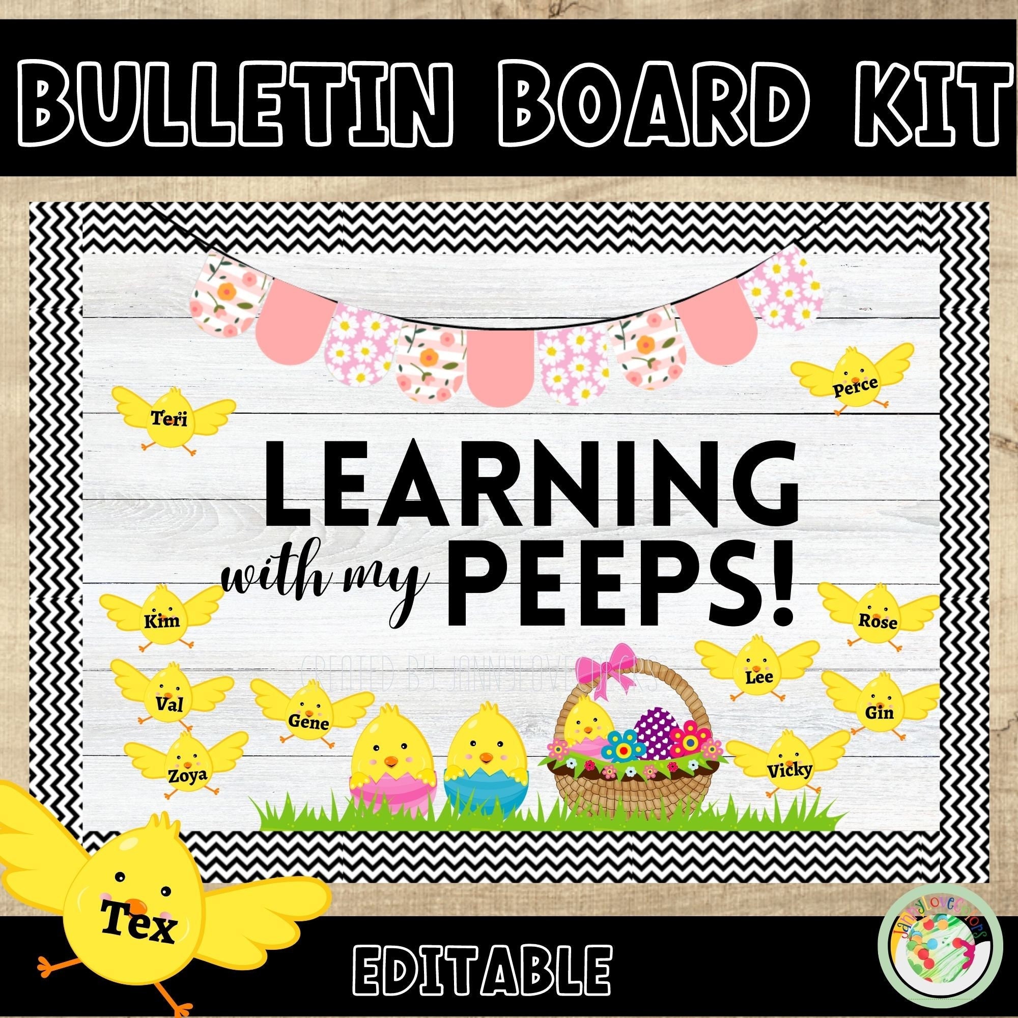 Easter Bulletin Board Kit, Farm Baby Chick ,spring Door Decor, Editable ...
