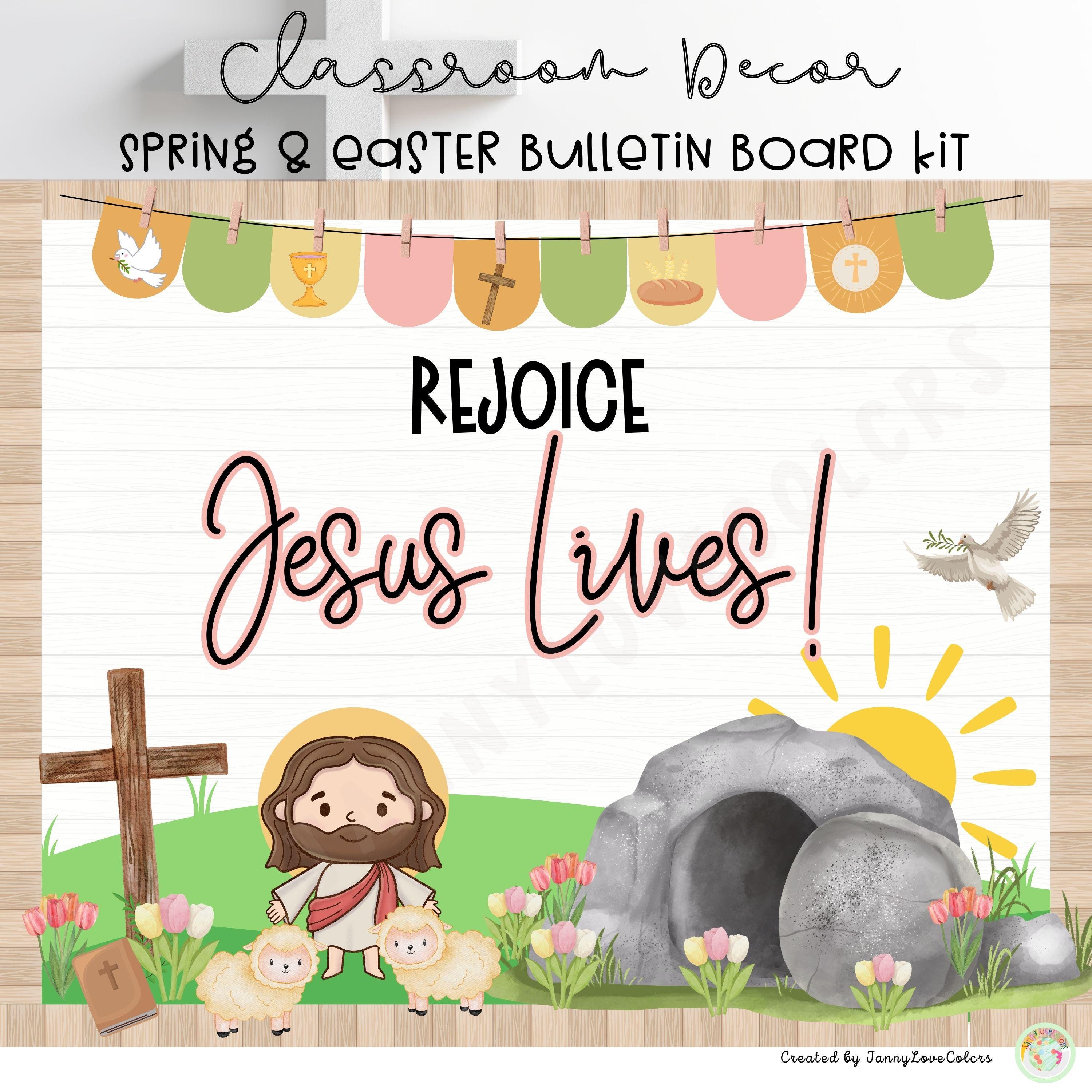 Easter Christian Bulletin Board Kit: Classroom Door Decor (digital ...