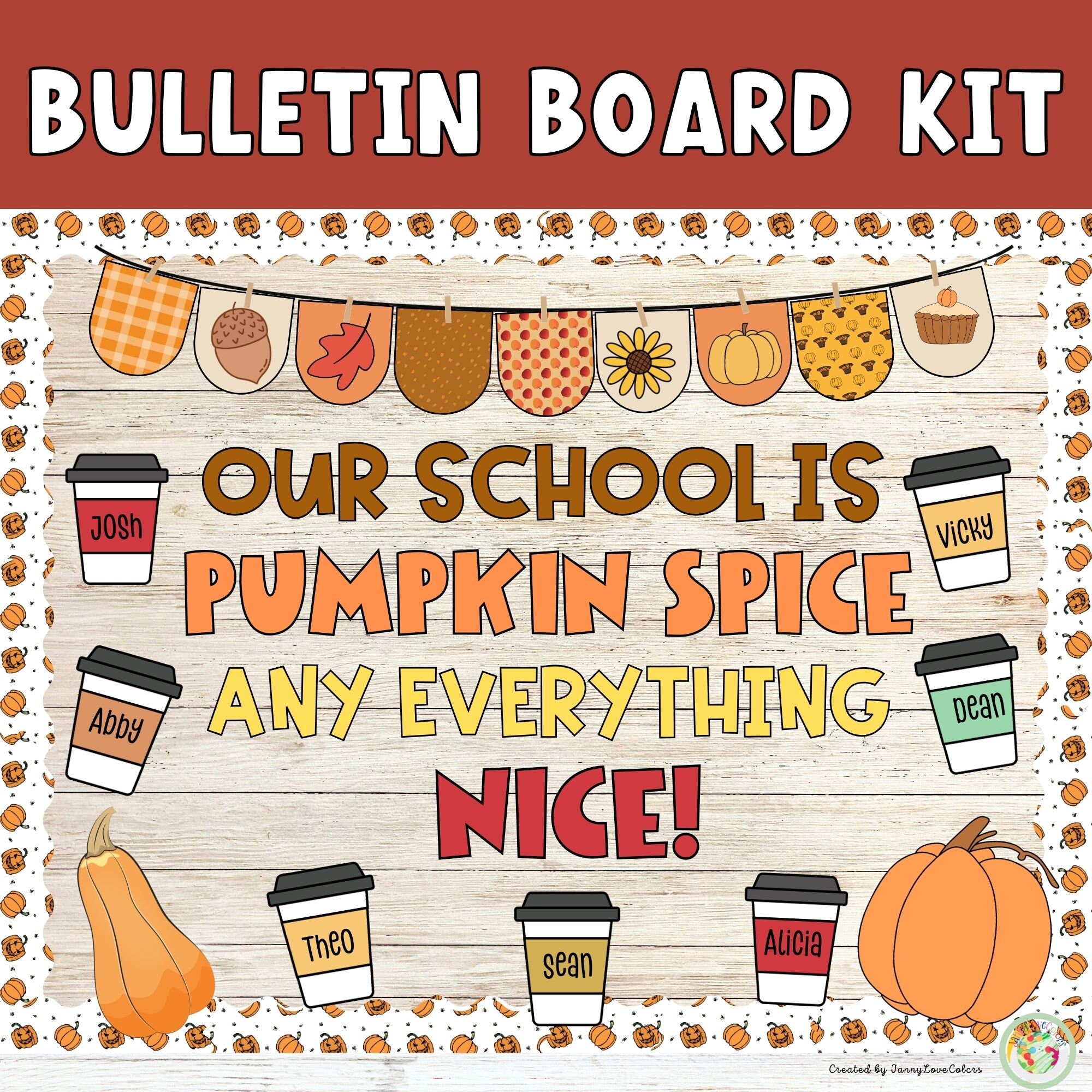 Pumpkin Spice Bulletin Board Kit: Fall Classroom Decor (digital ...