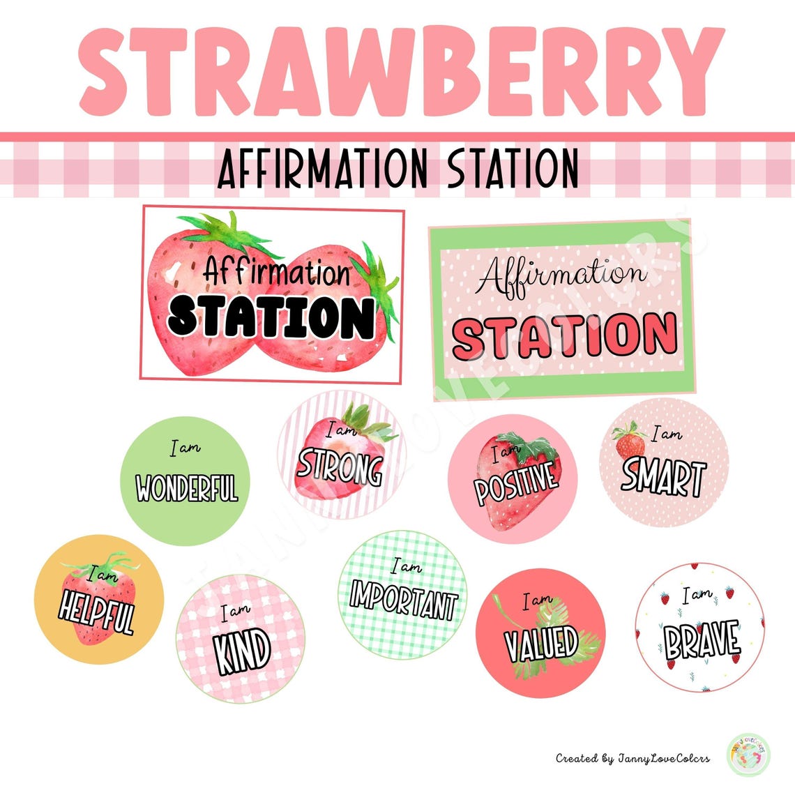 Strawberry Theme Classroom Decor Bundle | Printable | Editable | Door ...