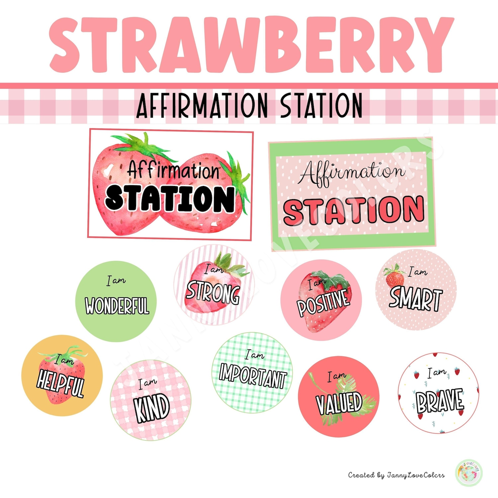 Strawberry Theme Classroom Decor Bundle | Printable | Editable | Door ...