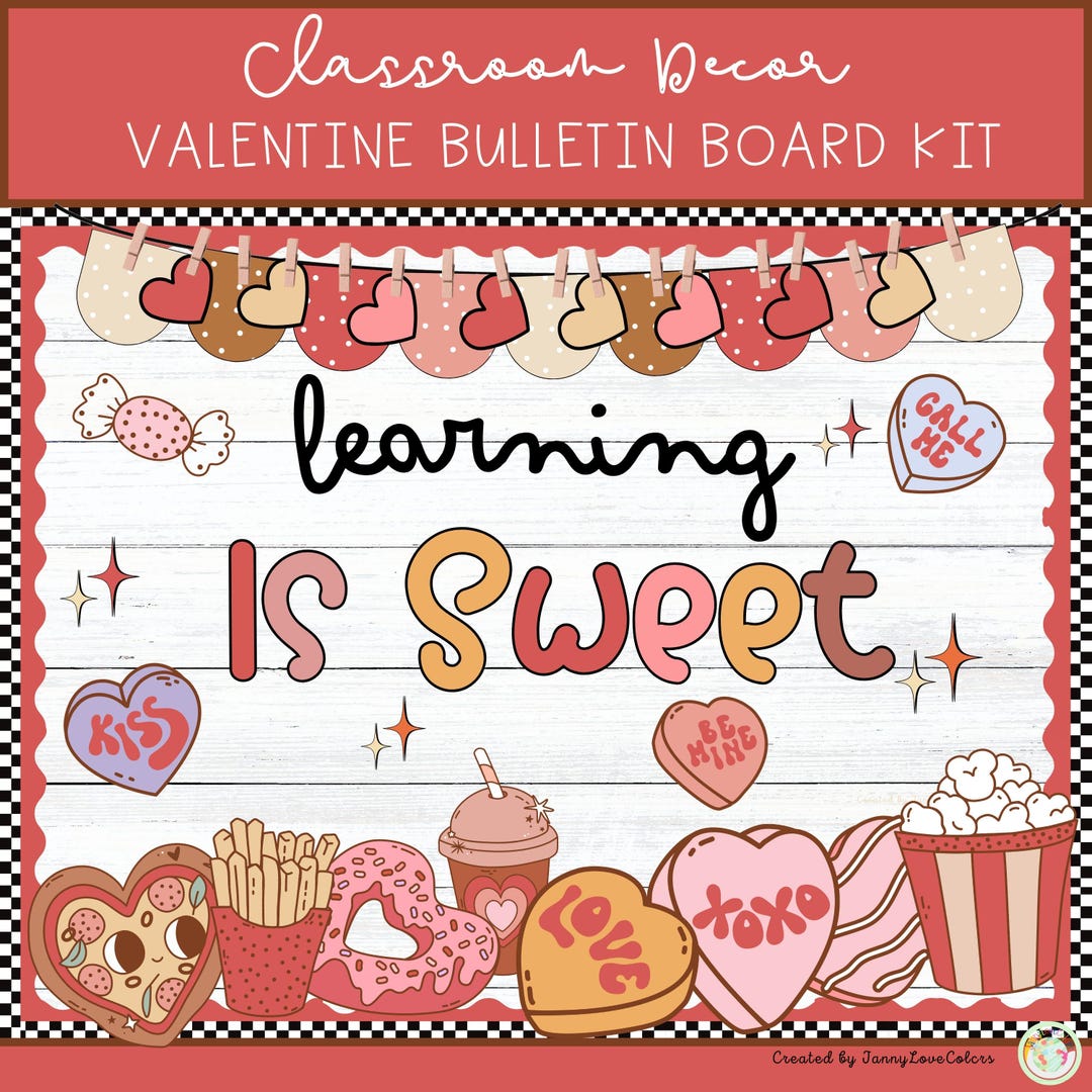 Retro Valentine's Day | February Winter Bulletin Board Kit and Door ...