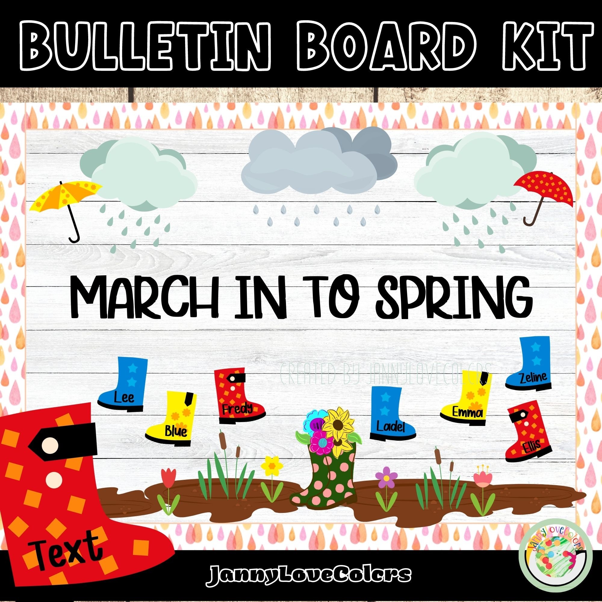 April Showers Bring Mud Puddles, Bulletin Board Kit, Door Decor ...