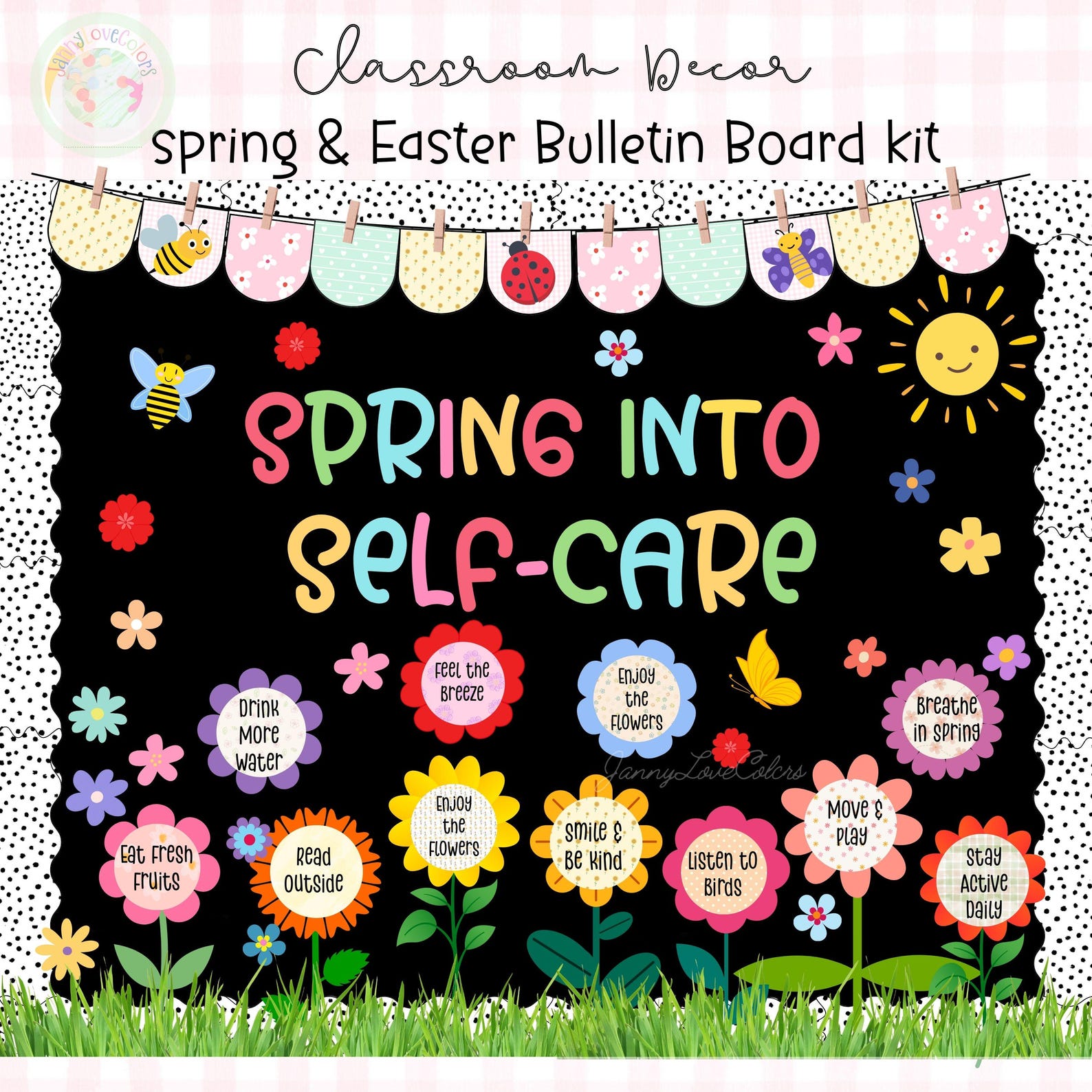 Spring Wellness Bulletin Board Kit SEL Classroom Decor Mental Health ...
