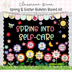 Spring Wellness Bulletin Board Kit SEL Classroom Decor Mental Health ...