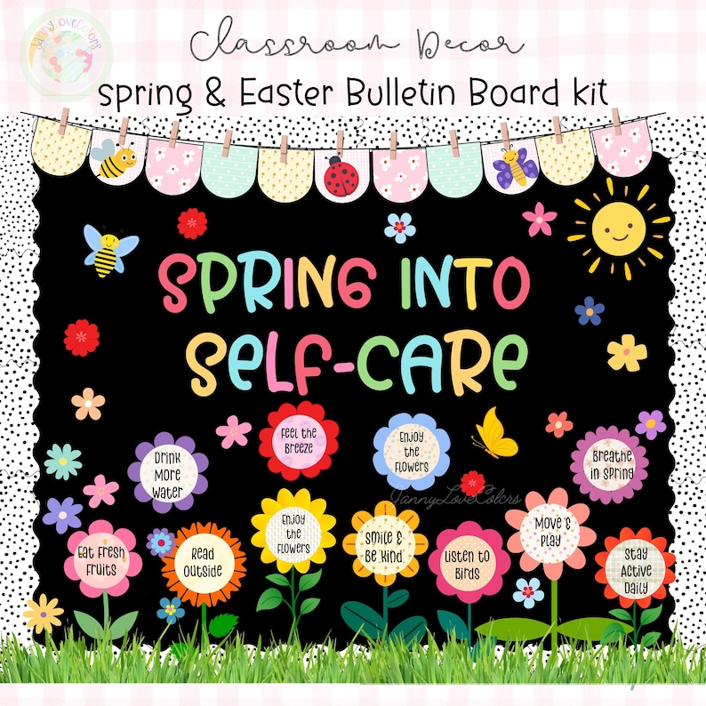 Spring Wellness Bulletin Board Kit SEL Classroom Decor Mental Health ...