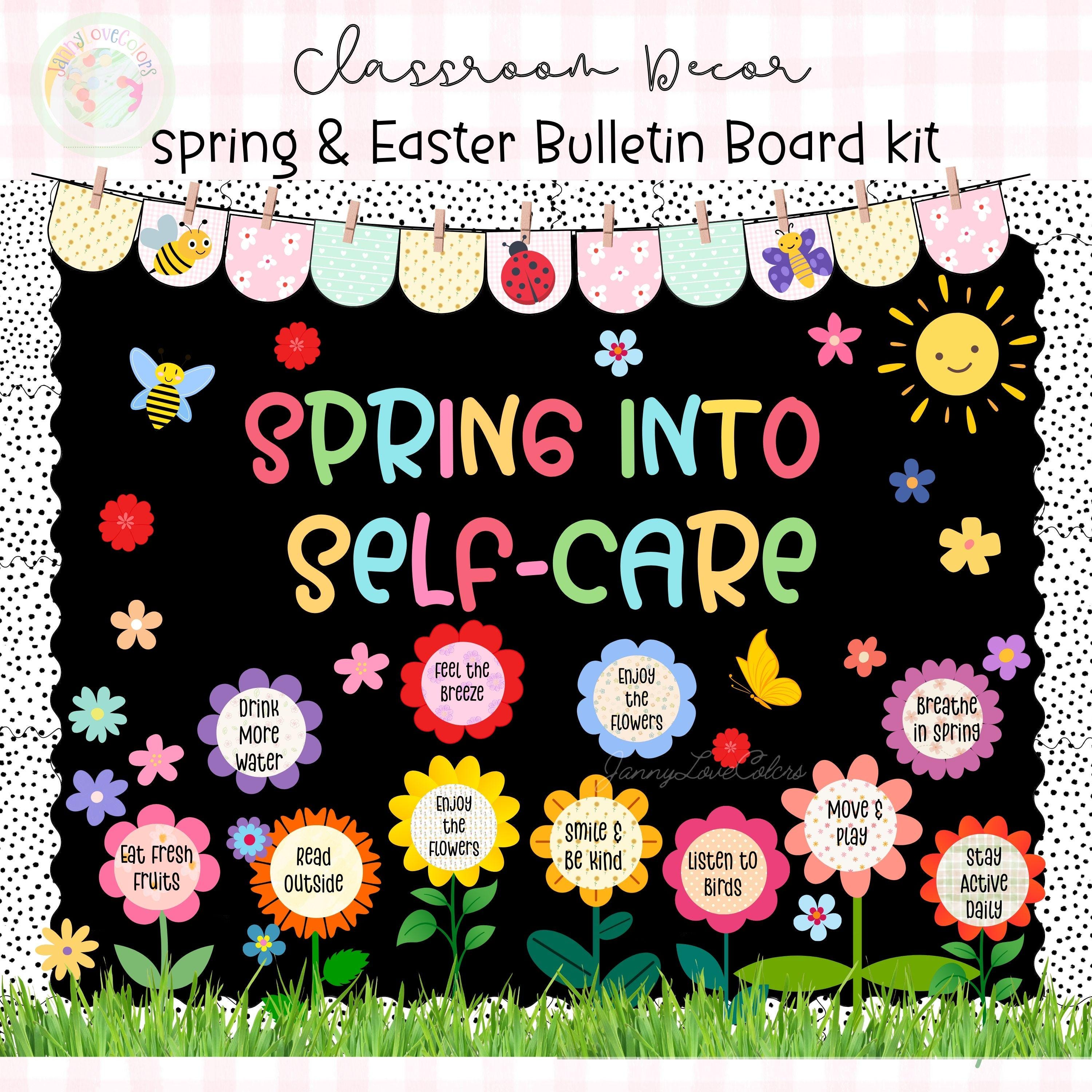 Spring Wellness Bulletin Board Kit SEL Classroom Decor Mental Health ...