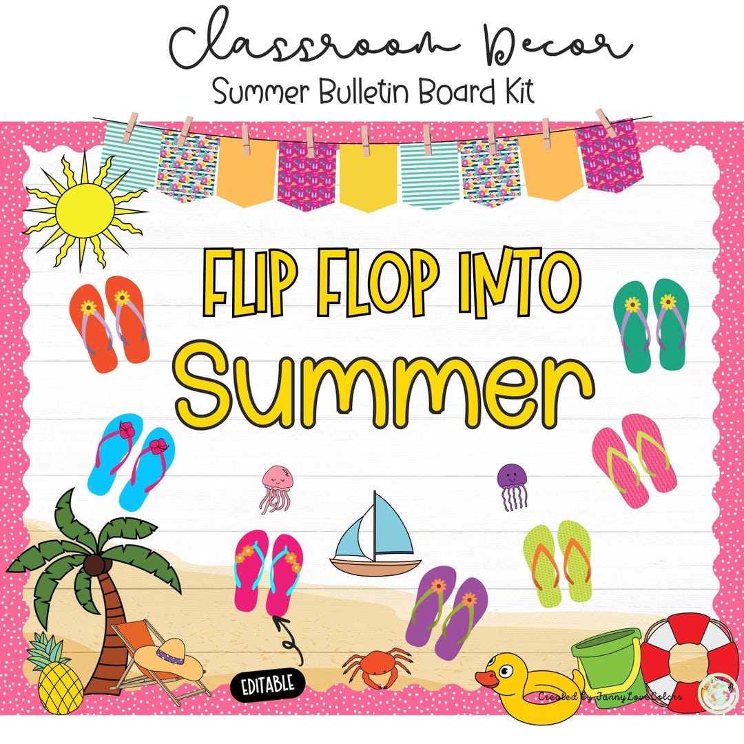 Summer Flip Flop Bulletin Board | Summer Decor | End of Year Bulletin ...