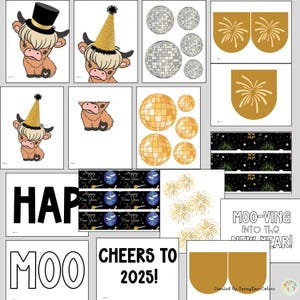 New Year Bulletin Board January Door Decor Classroom Decor Highland Cow ...