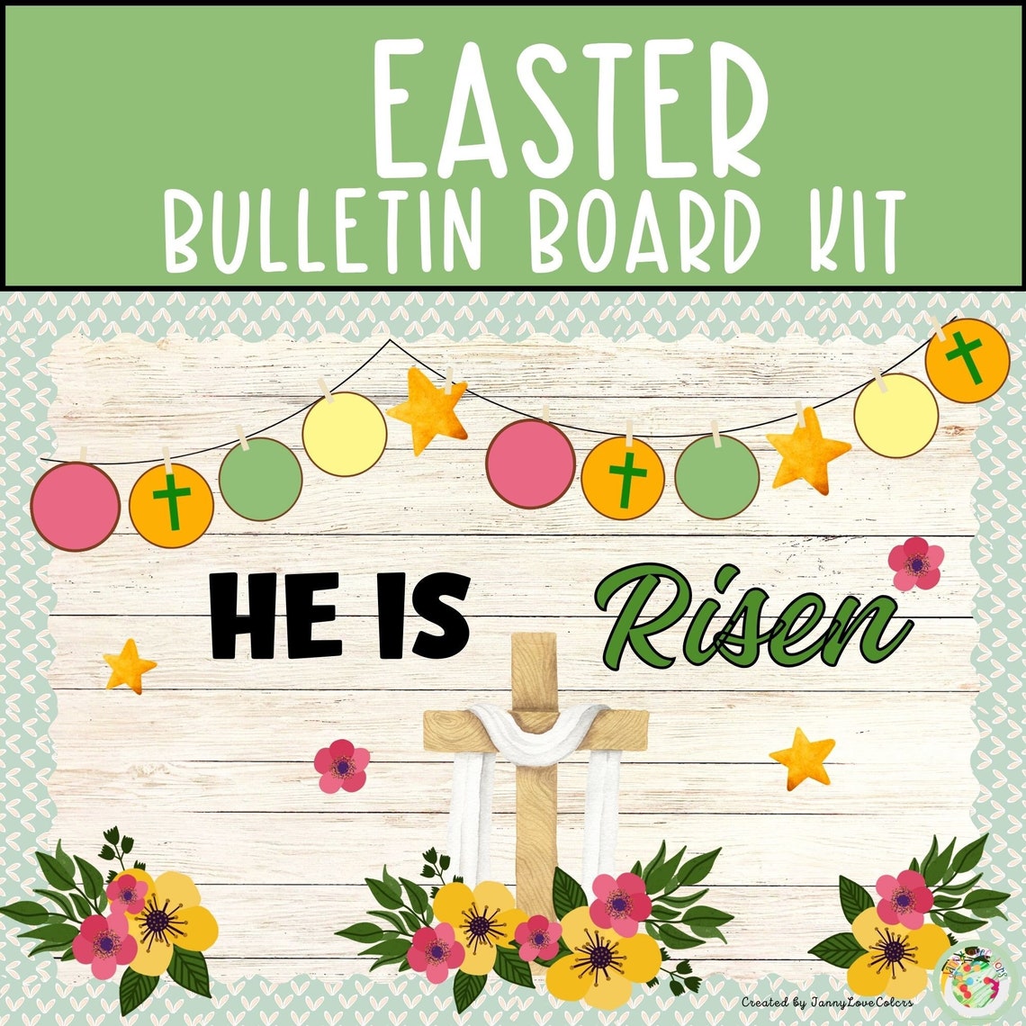 He is Risen Easter Bulletin Board Kit Spring Door Decor March/april ...
