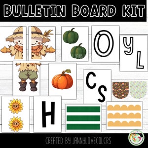 Autumn, Scarecrow Pumpkin Patch, Fall Bulletin Board Kit, Door Decor ...