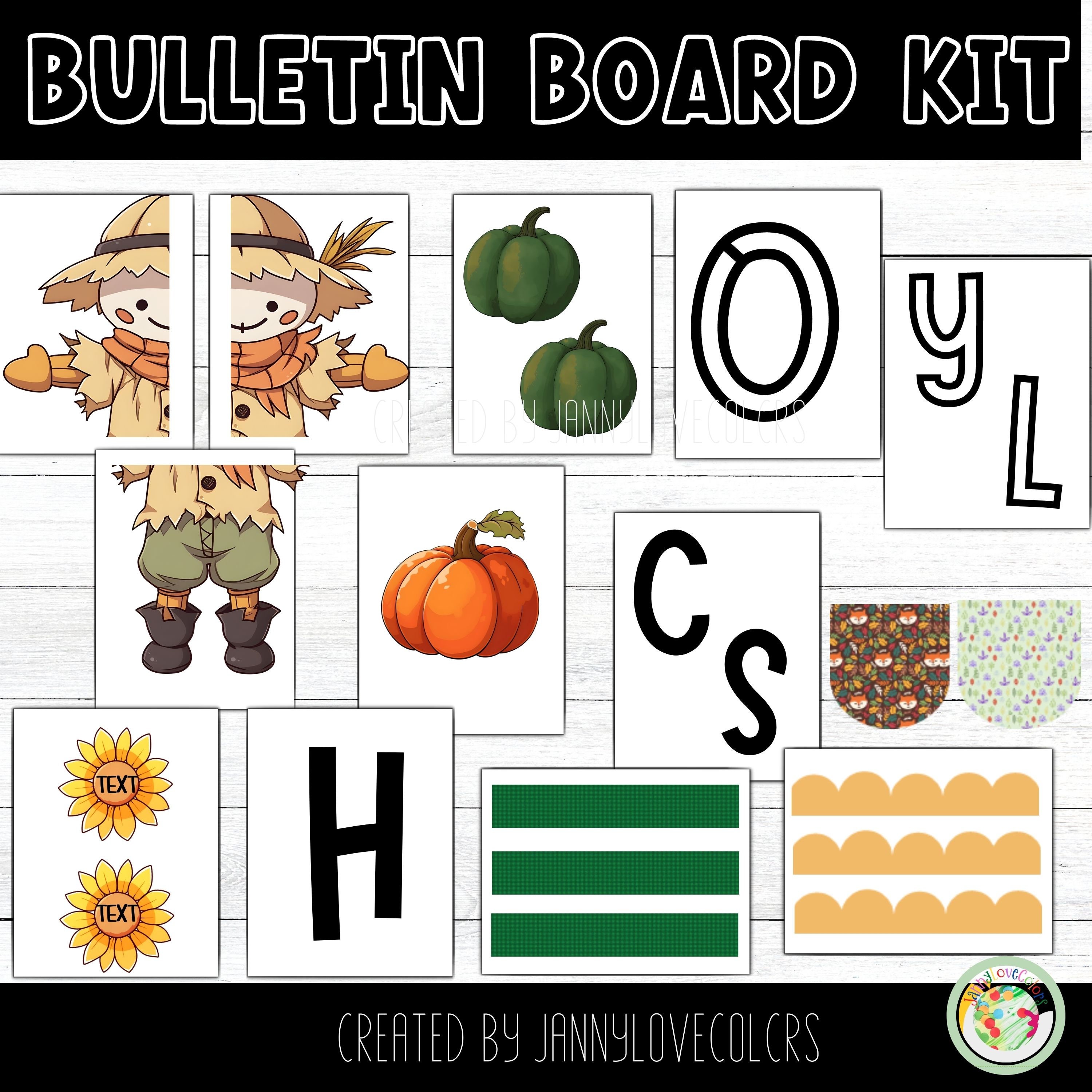 Autumn, Scarecrow Pumpkin Patch, Fall Bulletin Board Kit, Door Decor ...