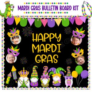 Mardi Gras Gnome Bulletin Board Kit |printable Classroom | Decor Door ...