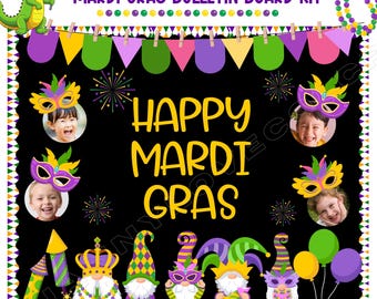 Mardi Gras Gnome Truck Bulletin Board Let the Good Times Roll Display ...