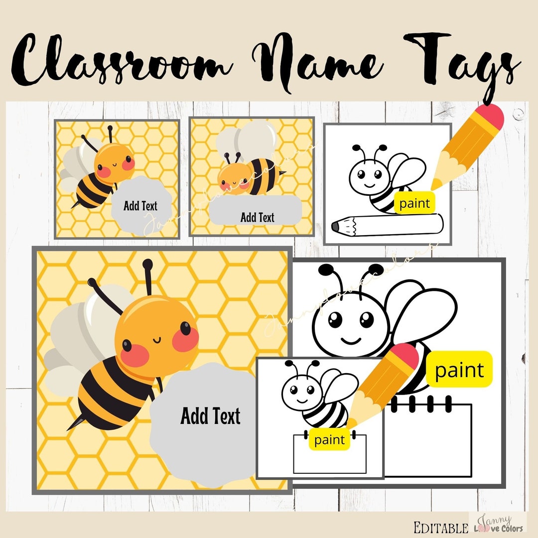 BEE Editable Name Tags Spring Summer Bulletin Board Decorations - Etsy
