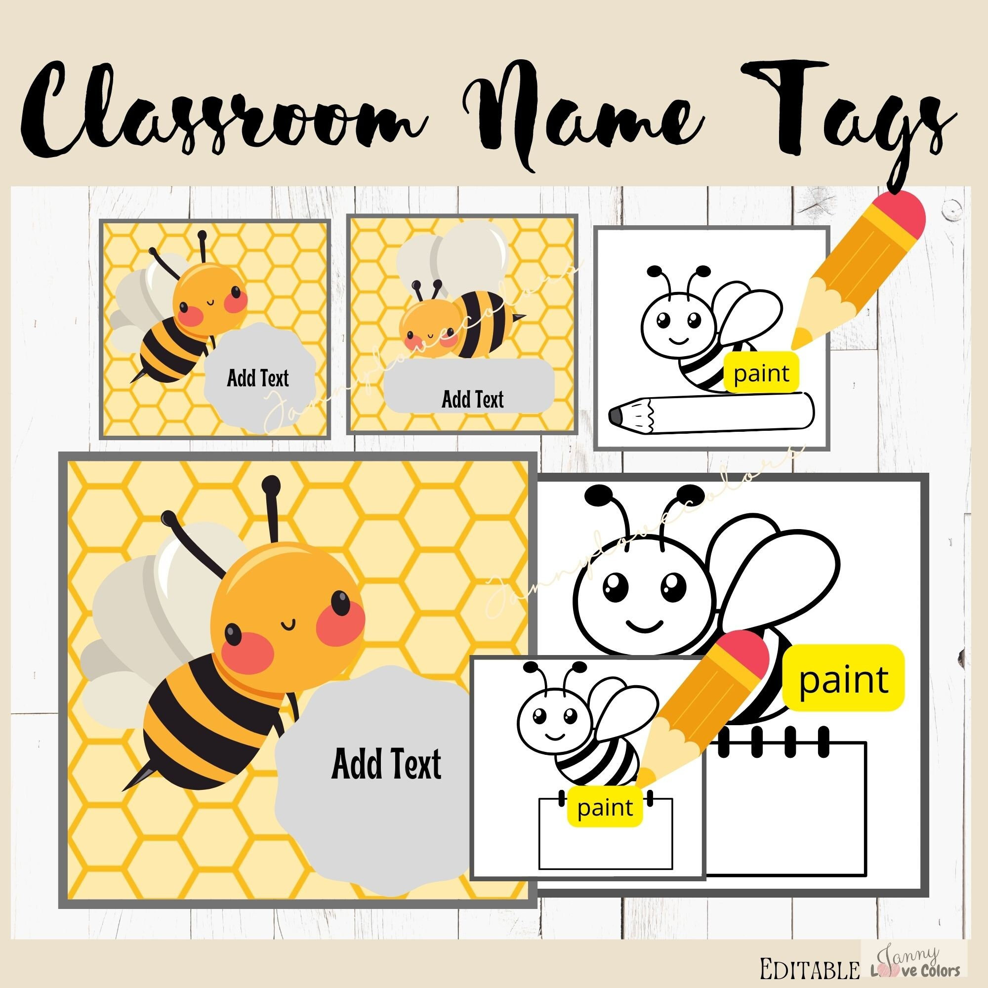 BEE Editable Name Tags Spring Summer Bulletin Board Decorations - Etsy