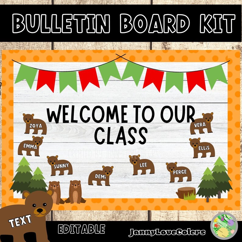 Bear Bulletin Board | Back to School Door Decor | Digital Download ...