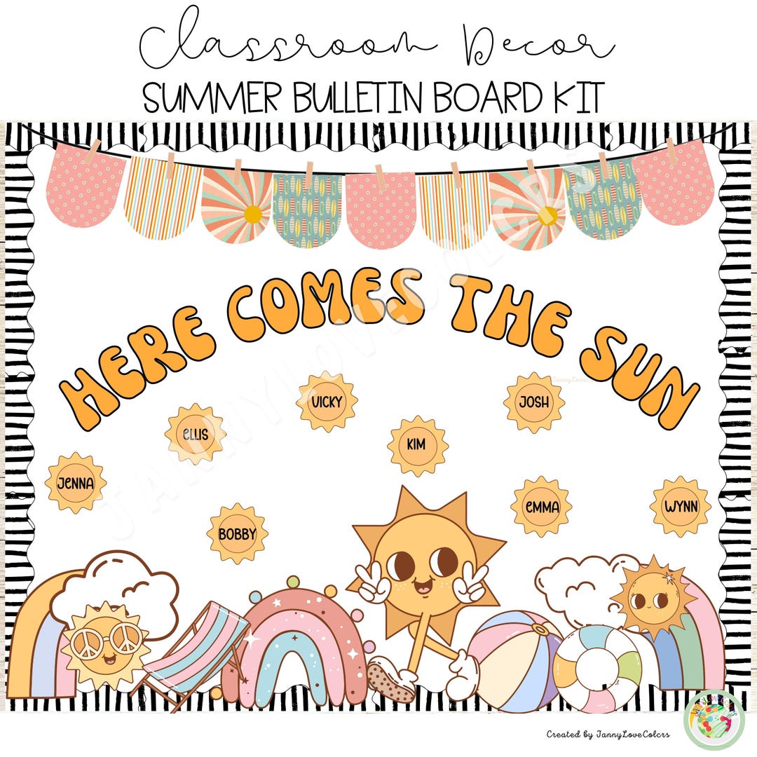 Here Comes the Sun Classroom Bulletin Board Kit Spring Door Decoration ...