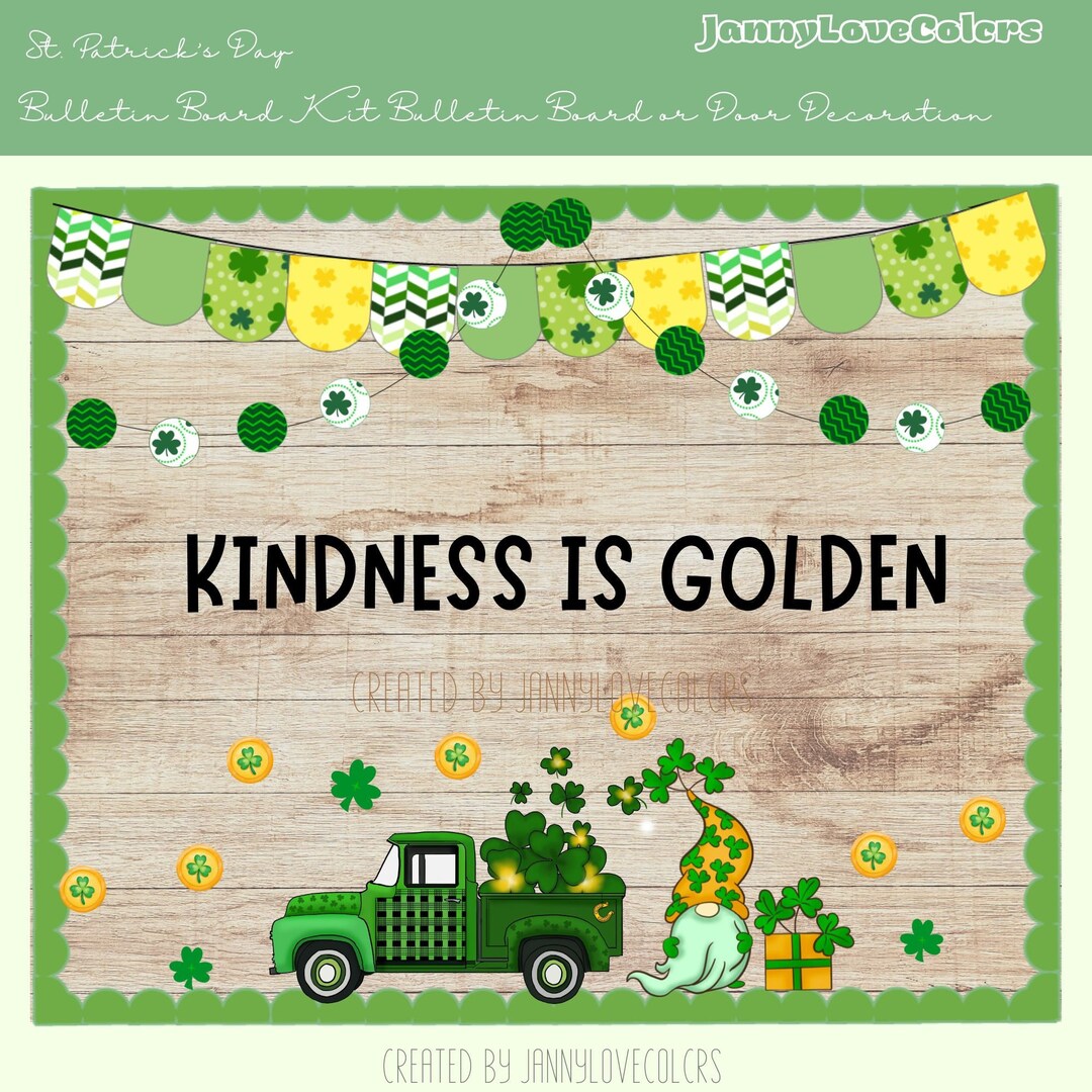 St. Patrick's Day Bulletin Board Kit Printable March - Etsy