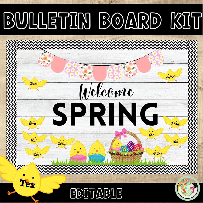 Easter Bulletin Board Kit, Farm Baby Chick ,spring Door Decor, Editable ...