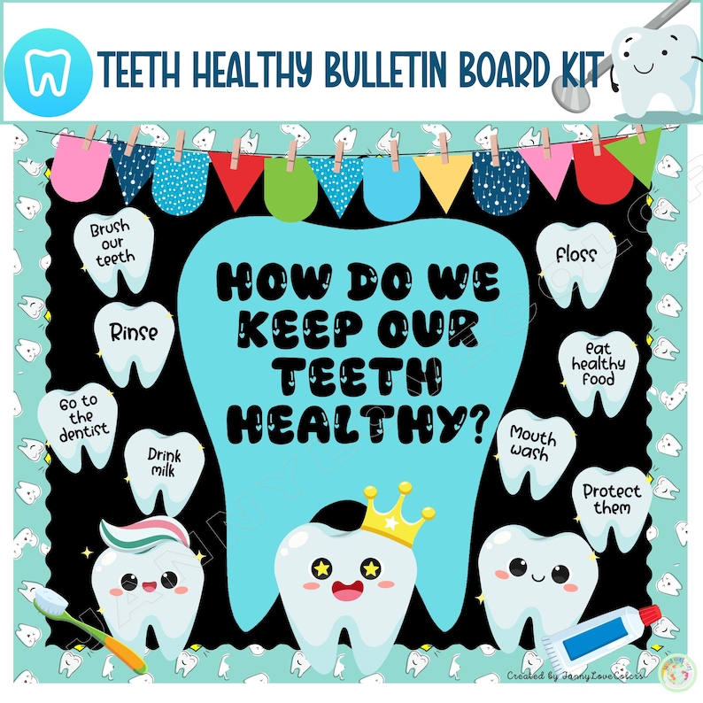 Teeth Healthy Bulletin Board Kit | Nurse Healthy Habits | Dental Care ...